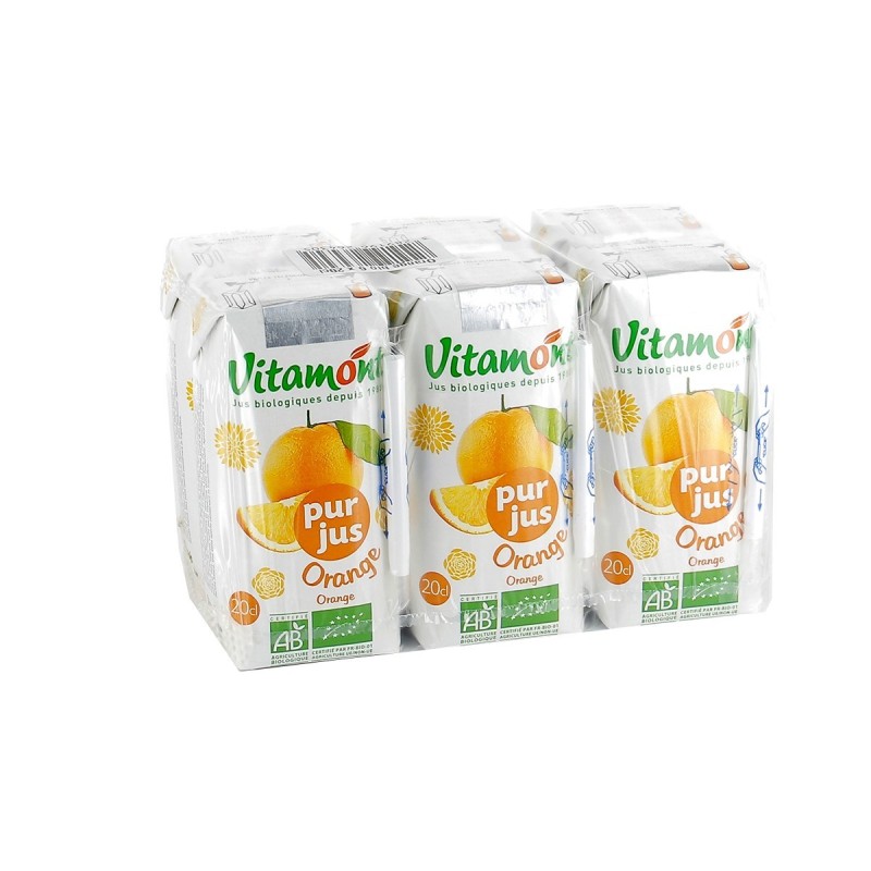 Mini jus d'orange bio 6 brique - 6x20cl|Jus de fruits|VITAMONT